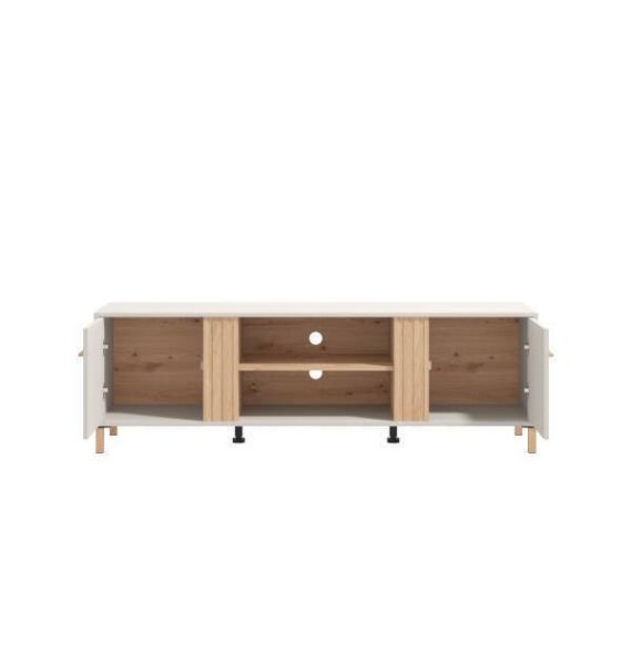 Mueble TV en Melamina Color Cashmere y Roble Artisan con 2 Puertas ...
